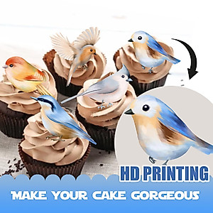 18pcs Glitter Dessert Cupcake Topper Flying Bird Nature Theme Decor Supplies Baby Shower Boys Girls Happy Birthday Party Decorations