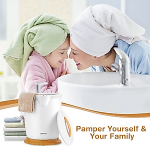 COSTWAY Bucket Style Towel Warmer, Large Towel Warmer with Fragrance Holder, Fits up to Two 40” x 70” Oversized Towels, Bathrobes, Blankets, Auto Shut Off, Luxury Towel Warmer for Bathroom, Spa