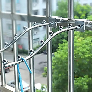 UtySty 2 Pack Mini Clothes Drying Rack Stainless Steel Stick Clothing Laundry Holder Organizer for Balcony Window Guard Attachement Indoor Outdoor Wardrobe Bathroom Door Bedside Hanging Hooks