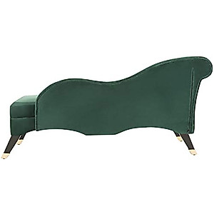 Safavieh Home Caiden Modern Emerald Green Velvet and Espresso Chaise Lounge Chair