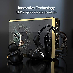 BASN Metalen in-Ear Monitors Headphones,4 Drivers Musicians Noise Isolating IEMs with Deep Bass, Two Detachable MMCX Cables with Case for Singers,Drummers,Bassists(Matt Black)