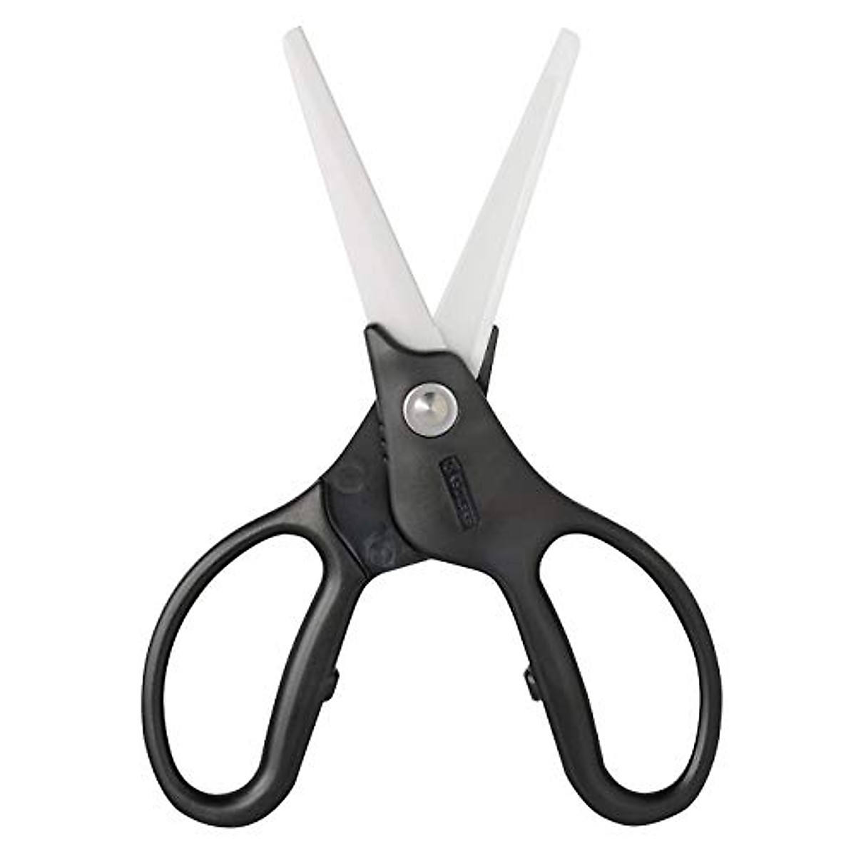 Kyocera Ceramic Scissors, Overall length 7.2" with 2.7" Long Blades, Black Handle With White Blades