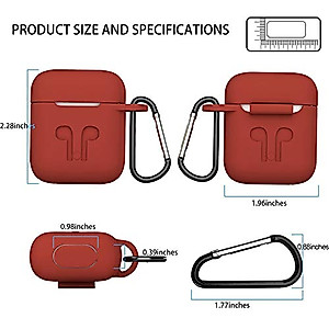 Airpods Case, Airpods Accessories Kits, 2 Packs Protective Silicone Cover Skin Apple Airpods Anti-Lost Airbag Belt,Airpods Ear Hook for Apple AirPods 2nd 1st Generation (Black+Red)