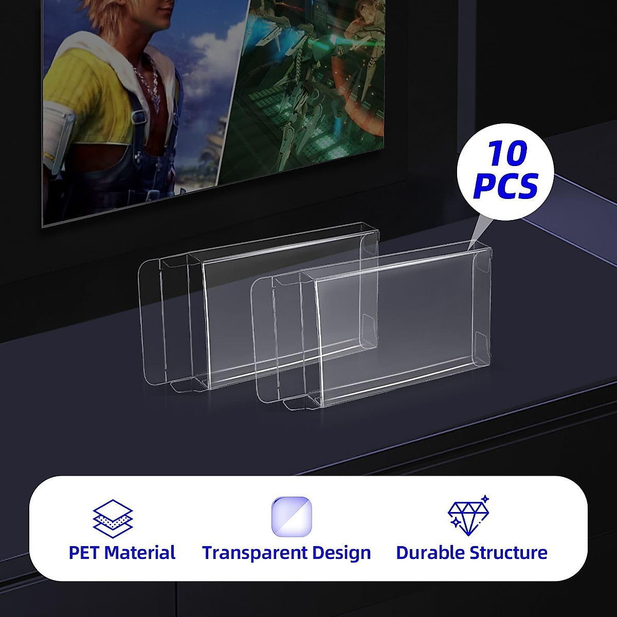 Mcbazel LOT 10 Clear Case Sleeve Protector for Super Nintendo SNES Games Cartridge (Set of 10)