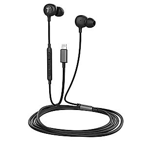 Thore Compatible with iPhone Earbuds (Apple MFi Certified) Lightning Connector in-Ear Earphones (V60) Wired Headphones with Microphone for iPhone 14 Pro Max/13/12/11/XR/Xs - Black
