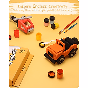 SainSmart Jr. Woodworking Building Kit, 2-in-1 Kids STEM Projects Set, DIY Wood Crafts Assembly Toys with Different Combinations for Boys and Girls