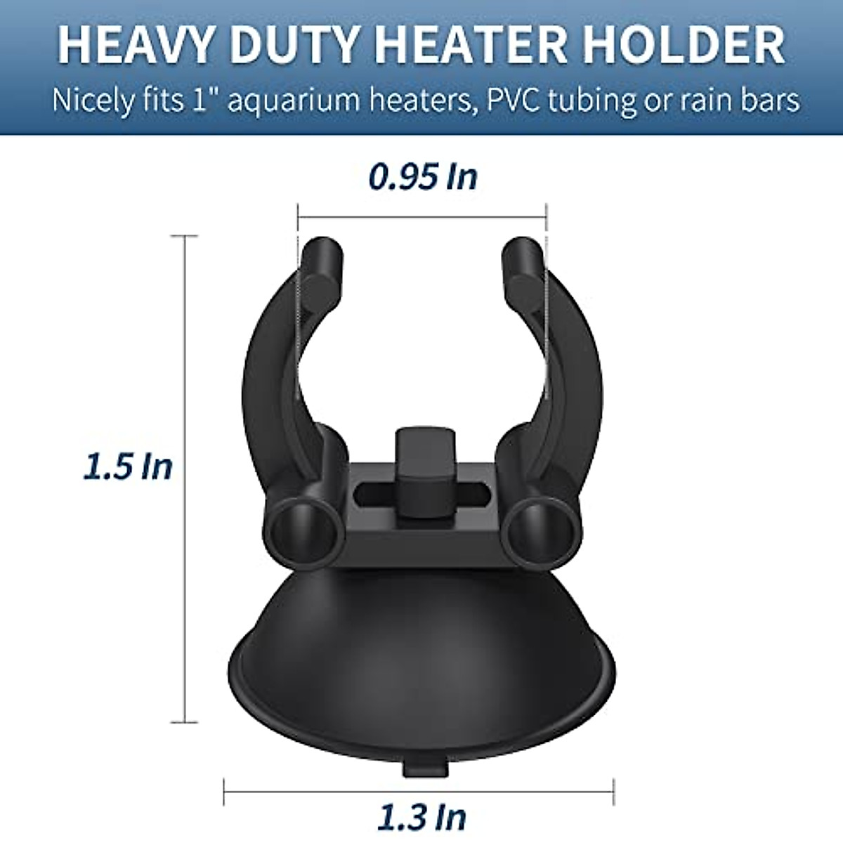 Pawfly 1.3 Inch Aquarium Heater Suction Cups Suckers with 0.95 Inch Clips Black Standard Heating Rod Holders Clamps for Fish Tanks (Not for Airline Tubing), 12 Pack