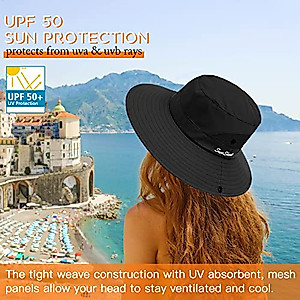 Sun Hats for Women Beach Hat Womens Sun Hat Ponytail Hat Sun Hat with Ponytail Hole for Women Black