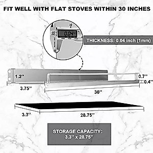 Flaovoth Shelf for Stove Top, 30’’ Shelf for Kitchen Stove Stainless Steel Over the Stove Spice Rack with Rail to Prevent Falling, Non Magnetic