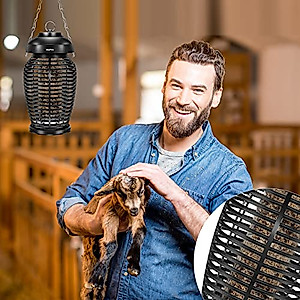 Keylitos 4200V Electric Bug Zapper, Fly Trap, Mosquito Exterminator Indoor Outdoor, Mosquito Repellent Trap, Insect Killer with 18W UV Bulb, Stainless Hangable Chain and Ring, for Home Use, Backyard