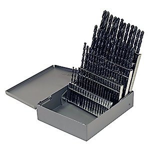 Cle-line C21124 Style 1801 135° High Speed Steel Heavy-Duty Jobber Length Drill Set, Steam Oxide Finish, 1 - #60 Size, 60 Pieces