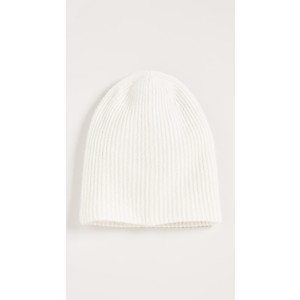 White + Warren Women's Plush Rib Cashmere Beanie, Soft White, One Size