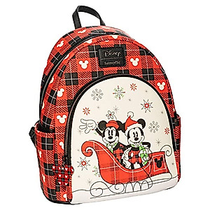 Loungefly Disney Holiday Mickey and Minnie Mouse Double Strap Shoulder Bag Purse - Entertainment Earth Exclusive