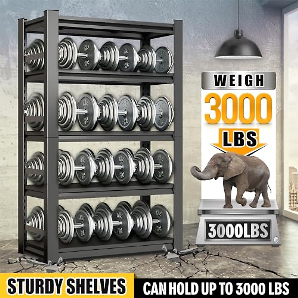 72"H|36"W Garage Shelving Unit and Storage-Easy Assembly Metal Shelves 5-Tier Rack|Heavy-Duty Adjustable Shelf|Steel Rust-Resistant Shelves for Industrial,Warehouse,Basement,Workshop Organization