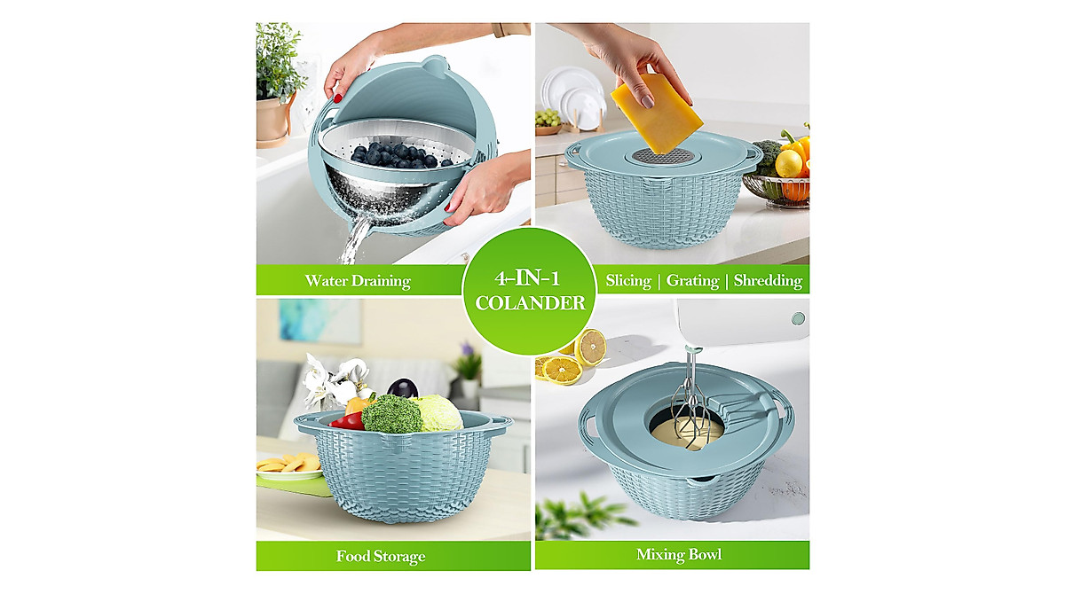 4-in-1 Kitchen Colander Set with Bowl - Versatile Food Strainers