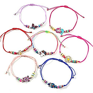24 Pcs Kids Jewelry for Girls Woven Friendship Bracelets and Necklaces Set with Animal Unicorn Mermaid Butterfly Flower Pendants Gift for Little Girls