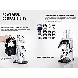OAPRIRE Universal 3 Tier Controller Holder and Headset Stand for PS4 PS5 Xbox ONE Switch, Controller Stand Gaming Accessories, Build Your Game Fortresses (Black)