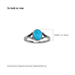 Silvershake 8X6mm American Stabilized Blue Turquoise 925 Sterling Silver Solitaire Casual Gemstone Ring Size 8