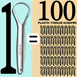 KN FLAX Tongue Scraper [2 pack] [Medical Grade] Reduce Bad Breath Maintains Oral Care 100% BPA Free Metal Tongue Scraper, Tongue Cleaner for Adults and Kids, Easy to Use with Non-Synthetic Handle