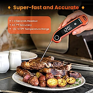 SMARTRO ST49 Digital Thermocouple Instant-Read Meat Thermometer for Food, Grilling, BBQ, Kitchen Cooking, Oil Deep Frying & Candy (Red)