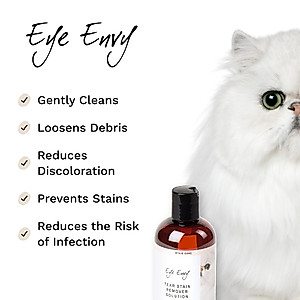 Eye Envy Tear Stain Remover Solution for Cats|100% Natural and Safe|Recommended by Breeders/vets/cat fanciers/Groomers|Contains colloidal Silver|Remove Stains from Fur on Persians and Exotics (8oz.)