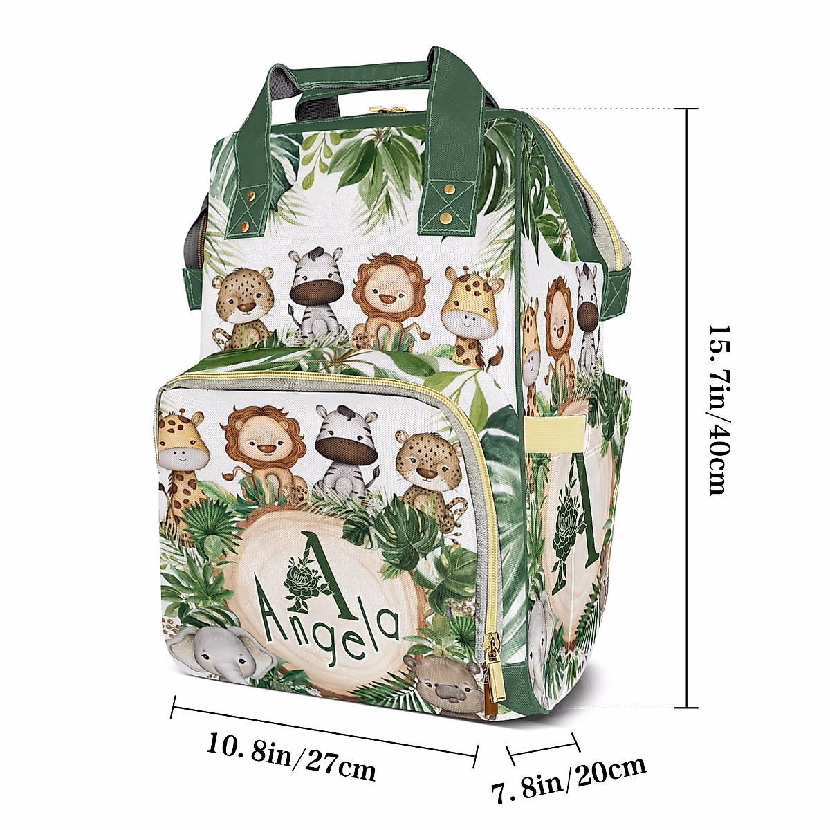 Anneunique Personalized Cute Animal Palm Diaper Bag Shoulder Backpacks with Name Nursing Bags for Boys Girls