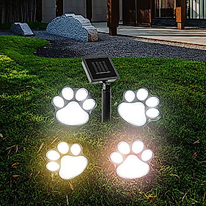 SH-RuiDu Solar 4-Paw Light Garden Ground Dog Cat Paw LED Solar Lamp for Garden Patio Yard Decor Walkway