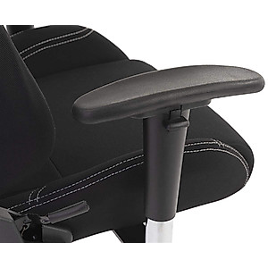 Displays2go Racing Style Gaming Chair for Office and Home Desk, Ergonomic Adjustments and Lumbar Support Pillow, Fabric Seat - Black (FDGAMECHGY)