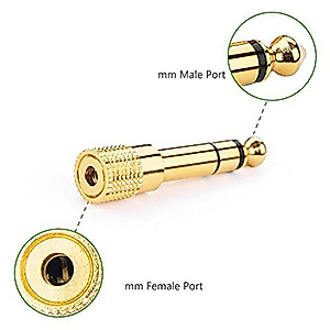 Wakaka 2 Pack 3.5mm Female to 6.5mm Male Jack Audio Plug Stereo Headphone Adaptor Converter Microphone Audio with 24K Gold Plated