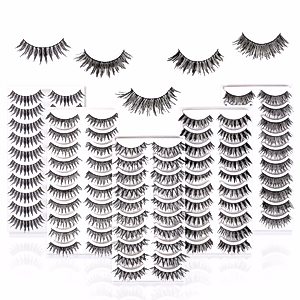 50 Pairs 5 Styles MUSELASH False eyelashes set professional 100% Handmade natural, glamorous, demi wispies, volume multipacks, cotton band, 10 Pairs Eyes Lashes Each