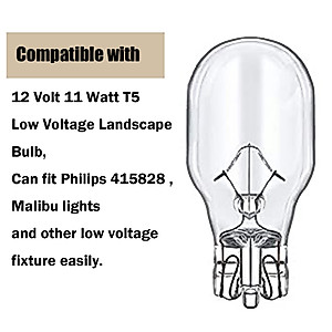 Landscape Light Bulbs For Philips 12 Volt 11 Watt T5 Wedge Base Low Voltage Lights Bulbs/ Garden Light Bulbs/ Deck Light Bulbs/ Yard Light Bulbs/ Malibu Bulbs - 20 Pack