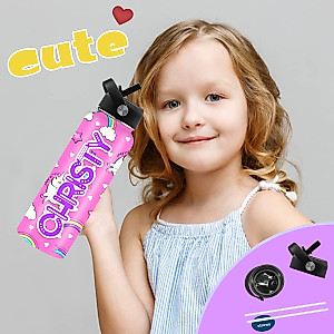 MESHELEY Personalized Water Bottles Custom for Women Men Girls Boys with Straw Names Photo Customized Water Bottle Gifts for Mom Dad Mother's Day Father's Day Graduation School Sports