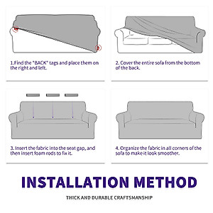 ZNSAYOTX Super Stretch Couch Cover (72"-92") Universal Sofa Covers with Elastic Bottom, Dog Cat Pets Friendly Washable Furniture Protector Fitted Sofa Slipcovers Stay in Place (Dark Grey, Sofa)