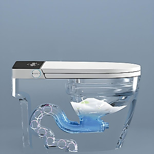 ITENGHUA Smart Toilet for bathrooms, smart bidet Auto Open/Close Lid, with Bidet Built In,Auto Dual Flush, heated toilet seat,Foot Kick Flush White