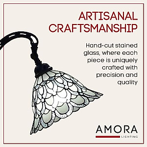 Amora Tiffany Floor Lamp Torchiere - Arched Style Peacock Floor Lamp - 62” Tall Peacock Floor Stained Glass Lamp - Tiffany Floor Lamps for Living Room