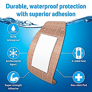 Care Science Waterproof Strong Strips Adhesive Bandages, Extra Large, 32 CT | 100% Waterproof, Heavy-Duty Protection, Helps Prevent Infection for First Aid and Wound Care