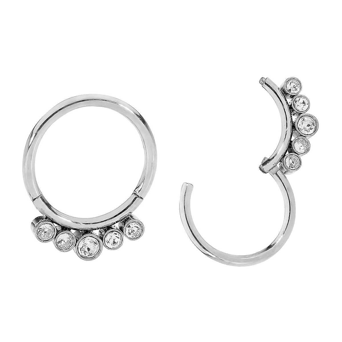 365 Sleepers 16G Surgical Steel 8mm 10mm Gem Hinged Hoop Segment Nose Ring Helix Tragus Septum Earring Unisex Body Piercing Jewelry