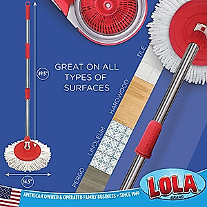 The Revolution Microfiber Spin Mop System | Hardwood, Tile, Marble, and Laminate Floor Cleaner | Wet and Dry Usage | 360° Spinning Action | Machine Washable,Red