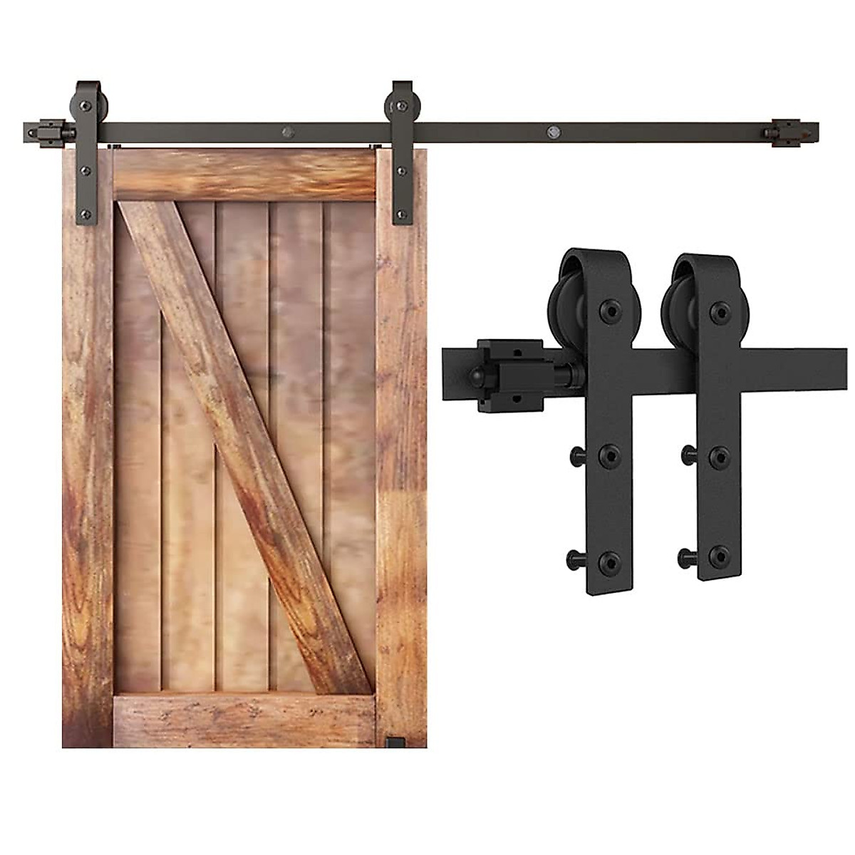 CCJH 4FT Mini Sliding Barn Door Hardware Kit Closet Cabinet 48" Track System Carbon Steel Basic Roller Hanger for Single 24" Wide Door Panel