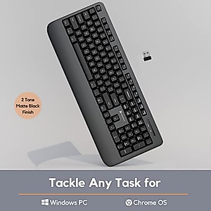 X9 Performance Ergonomic Wireless Keyboard with Wrist Rest - Comfort Meets Productivity - USB Computer Keyboard Wireless with 104 Quiet Keys and 2 Tone Finish - PC Desktop and External Laptop Keyboard