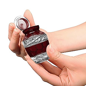 Trupoint Memorials Cremation Urns for Human Ashes - Decorative Urns, Urns for Human Ashes Female & Male, Urns for Ashes Adult Female, Funeral Urns - Red, 1 Small Keepsake