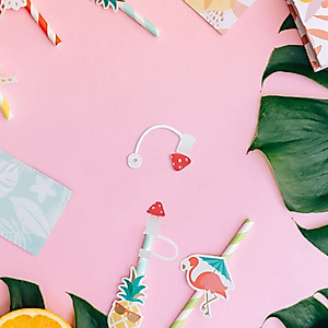 ABOOFAN 2pcs Silicone Straw Caps Mushroom Straw Tip Plugs Reusable Straw Tip Covers Cute Straw Topper Leak-proof Straw Caps for 6-8mm Straws Party Supplies