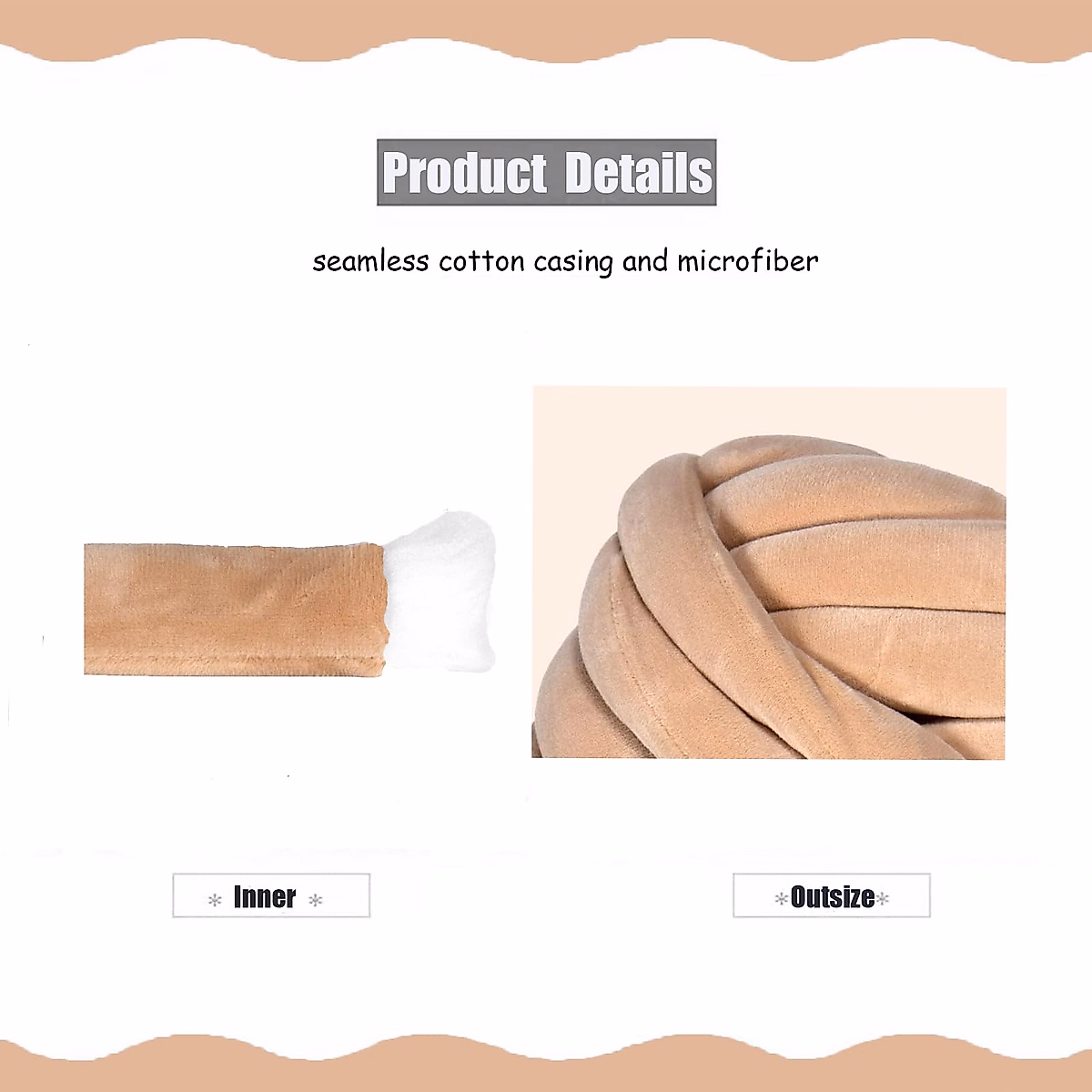 Super Soft Velvet Bulky Tube Yarn for Hand Knitting Blanket for Braided Knot, Giant Arm Knitting Yarn for Knitting Throw Rugs Pillow(Khaki 0.55lb)