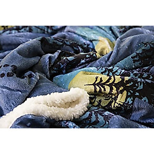 Carstens Three Bears Rustic Plush Sherpa Throw Blanket 54" x 68", Blue
