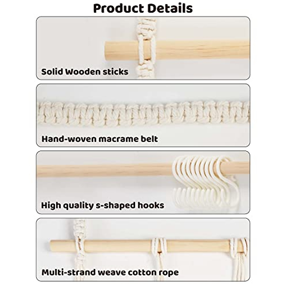 MoHern Headband Bow Holder Organizer for Girls, Baby Hair Bows Hanger with 30 Hooks, Hair Clip Accessories Storage Macrame Rack Boho Wall Hanging Decor for Nursery Room