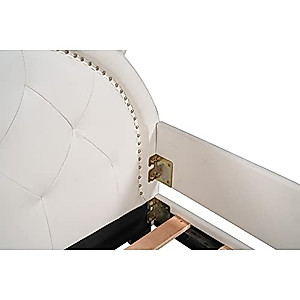 HAUSHECK Twin Size Toddler Montessori Bed with Carton Ears Shaped Headboard, Montessori Bed for for Kids Girls & Boys, Upholstered Bed Frame with Wooden Slats Support, Daybed No Box Spring Needed