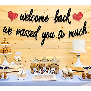 Ushinemi Welcome Back Decorations, Glitter We Missed You So Much Banner, Welcome Home Patriotic Military Homecoming Army Party Decor