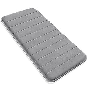 Yimobra Memory Foam Bath Mat Bathroom Rug, Runner Mats 44 x 24 Inches, Comfortable, Soft, Maximum Absorbent, Non-Slip, Thick, Machine Wash, Easier to Dry Carpet for Tub, Gray