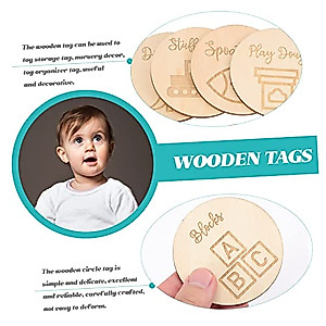 LIFKOME 16pcs Removable Labels Kids Baskets Wood Tags Kids Storage Organizer for Labels for Home Décor Wooden Round Circle for Home Decoration Wooden Round Circle Decoration Crafts