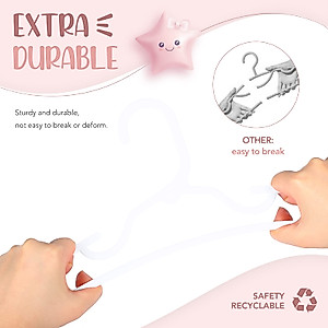 HOUSE DAY Plastic Baby Hangers for Closet 20 Pack, Durable Plastic Kids Hangers for Baby Clothes, Thin & Compact Childrens Hangers, Space Saving White Baby Hangers, Small Hangers for Kids Clothes